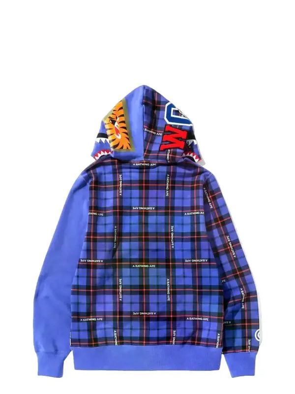 A BATHING APE Shark Check Hoodie - Blue