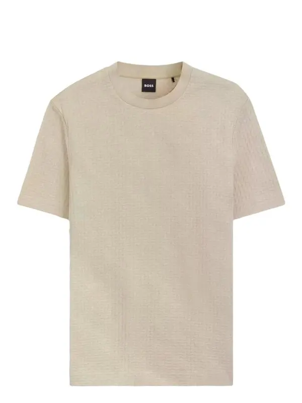 BOSS Jacquard-pattern T-shirt In Cotton - Neutrals
