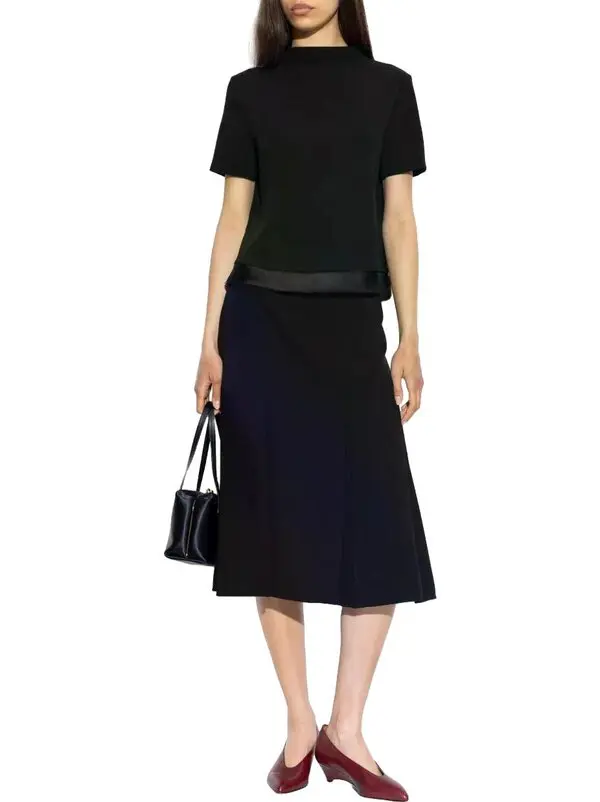 JIL SANDER Wool Top With Satin Trim - Black