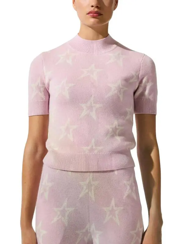 Perfect Moment Star Intarsia Knit Top - Pink