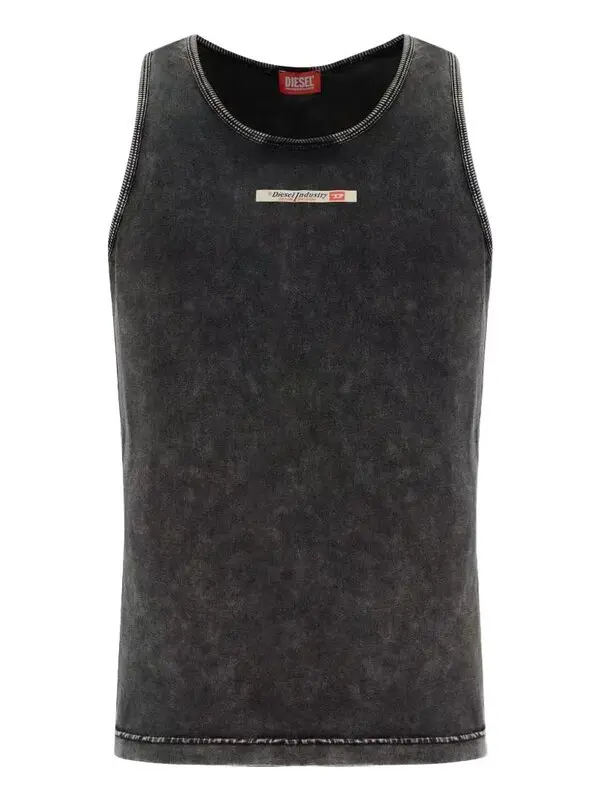 DIESEL® Acid Wash Logo Patch Vest - Grey