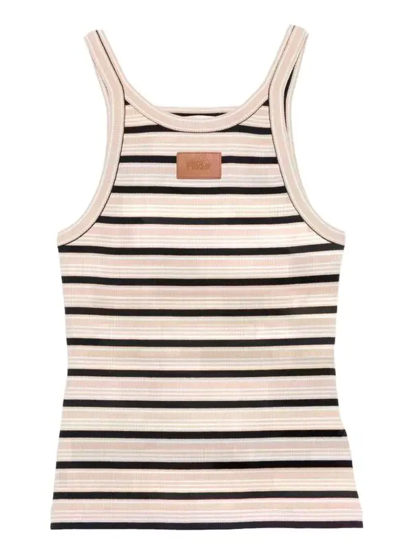 Fendi Striped Ribbed-knit Tank Top - Pink
