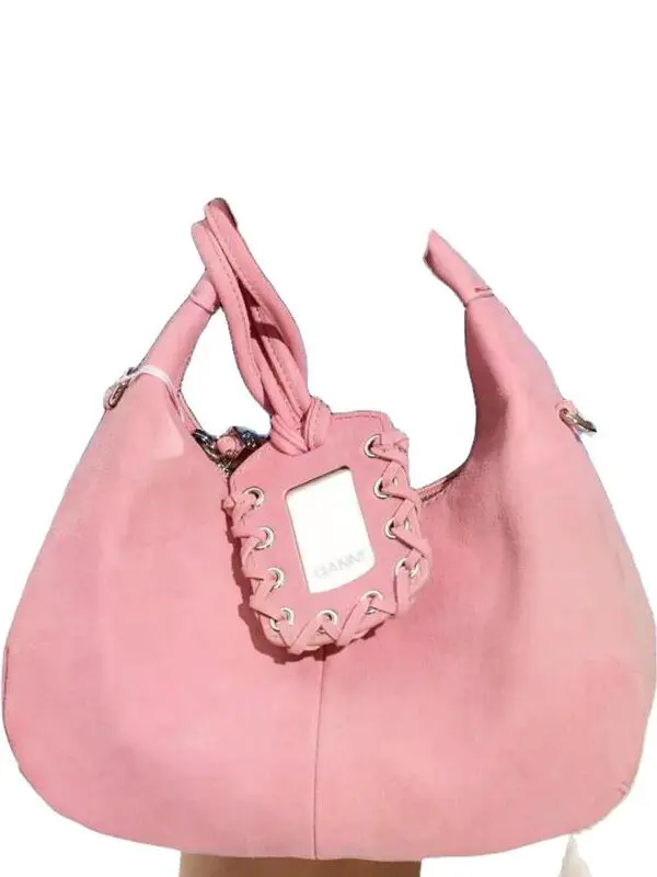 GANNI Logo-plaque Knot-detail Tote Bag - Pink