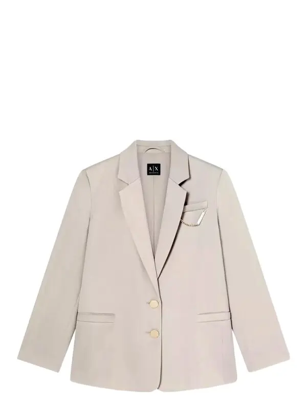 Armani Exchange Single-breasted Blazer With Chain Detail - Neutrals