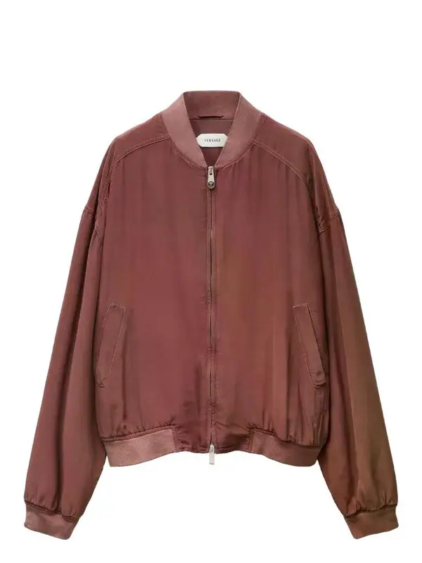 Versace Logo Embroidered Bomber Jacket - Red