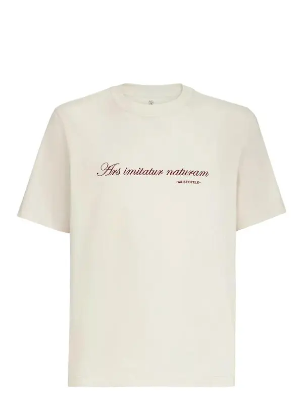 Brunello Cucinelli Phrase-embroidery Crew-neck T-shirt - Neutrals