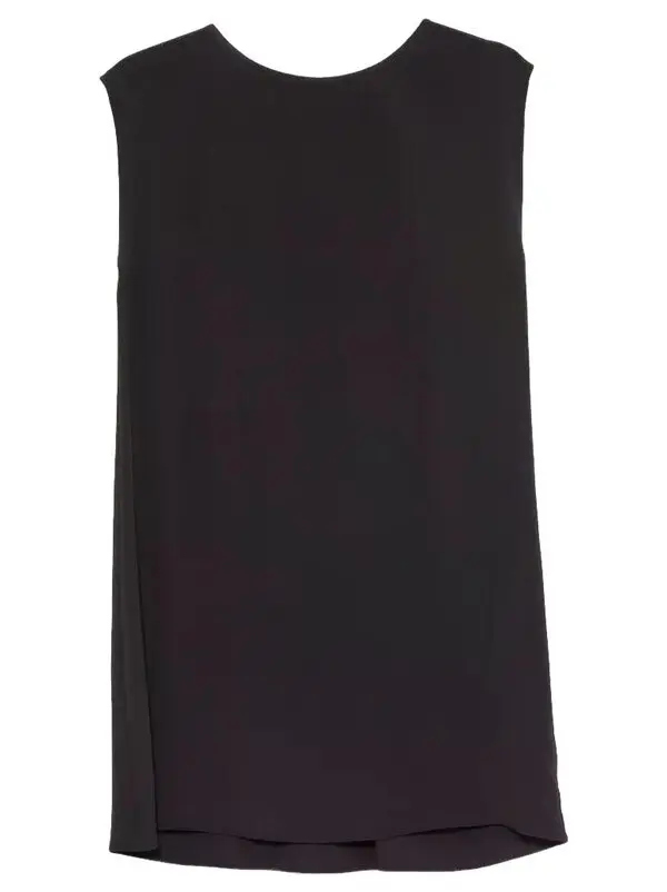 Sú Sleeveless Pleated Back Mini Dress - Black