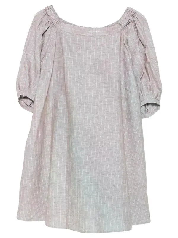Max Mara Striped Puff-sleeve Mini Dress - Brown
