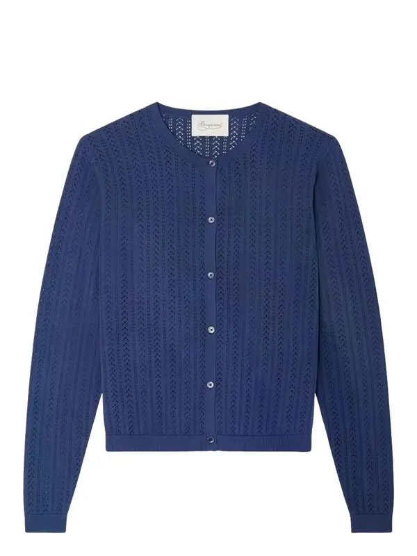 Bonpoint Pointelle-knit Cardigan - Blue