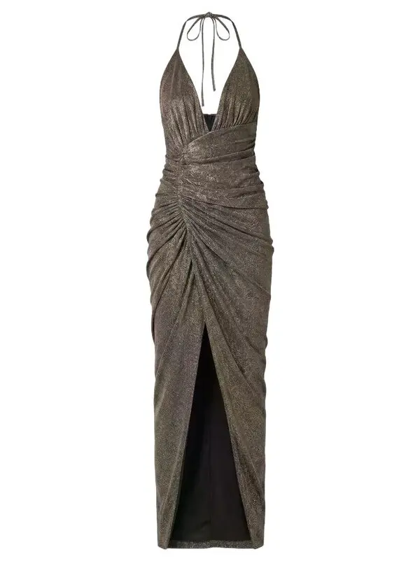 Alexandre Vauthier Ruched Halterneck Dress - Brown