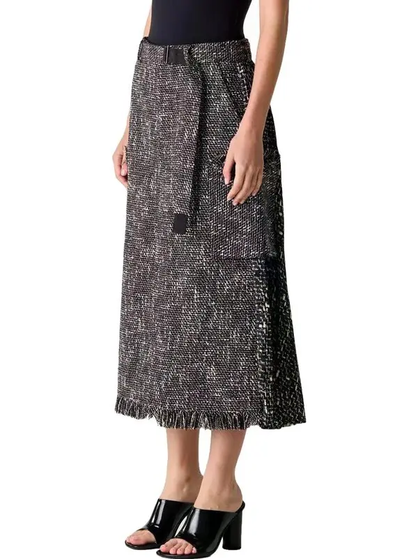 Sacai Belted Pleated Panel Skirt - Black