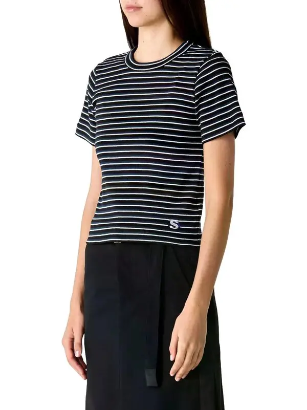 Sacai Striped Ribbed T-shirt - Black