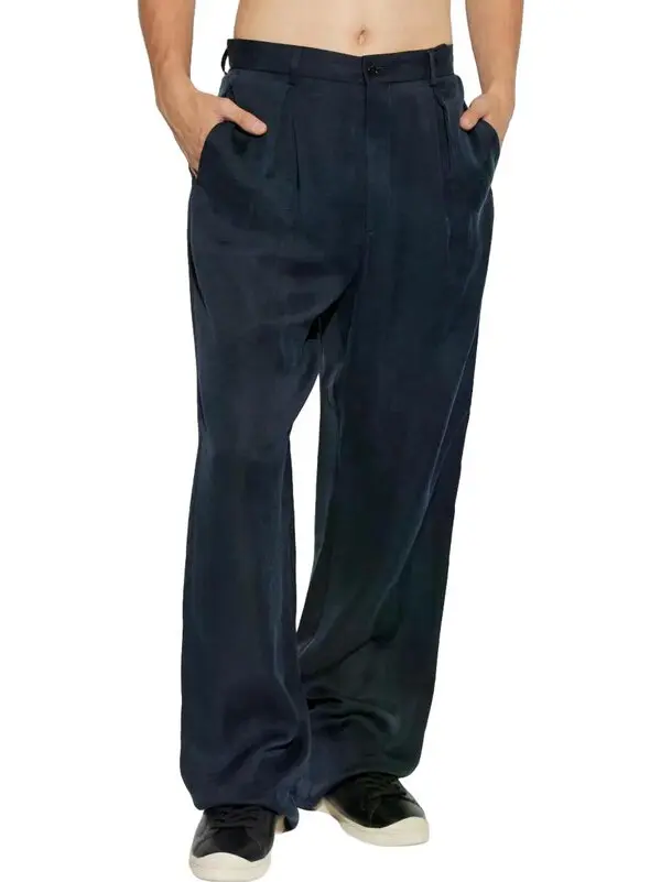 Giorgio Armani Pleated Wide-leg Trousers - Blue