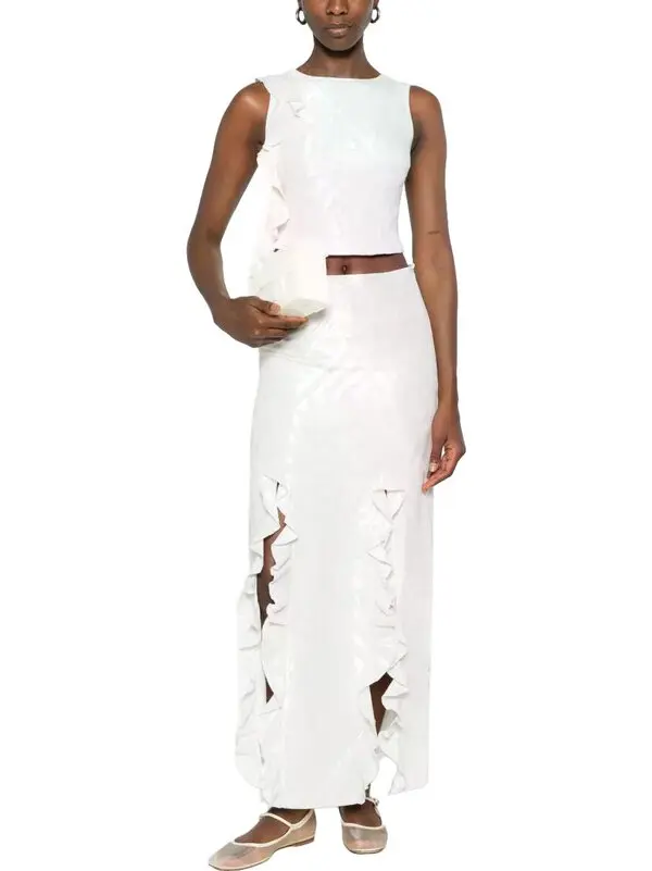 LEEN MOUGRHABI Jacquard Maxi Skirt - White
