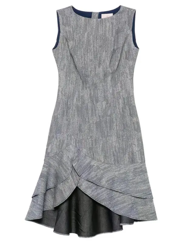 LEEN MOUGRHABI Sienna Asymmetric Midi Dress - Blue