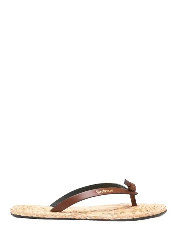Saint Laurent Woven Sole Leather Sandals - Neutrals