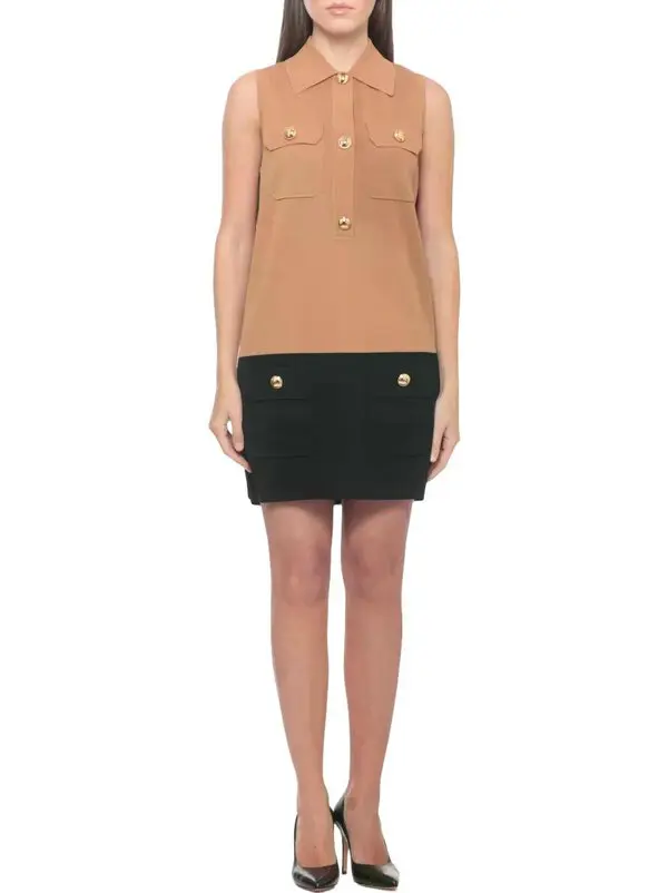 Elisabetta Franchi Two-tone Button-up Mini Dress - Neutrals