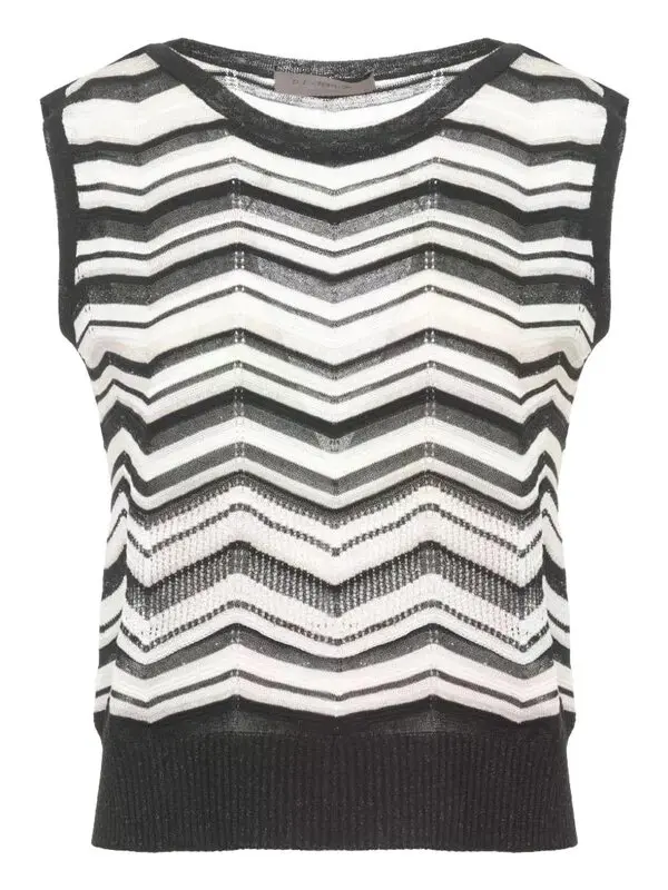 D.exterior Sleeveless Chevron Knit Top With Metallic Threading - Black