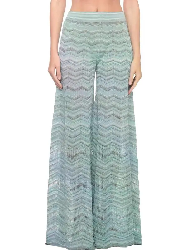 D.exterior Wide-leg Chevron Knit Trousers - Blue