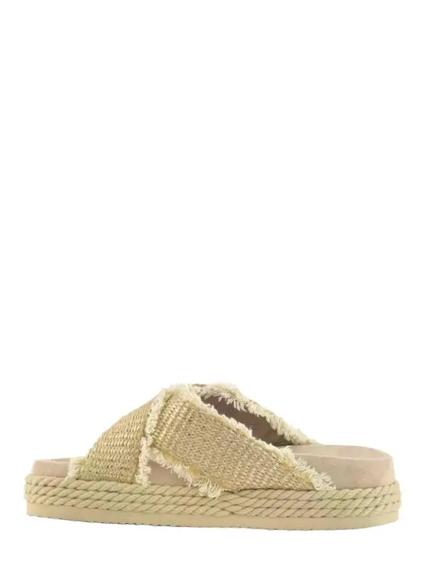 Mou Criss-cross Raffia Sandals - Neutrals