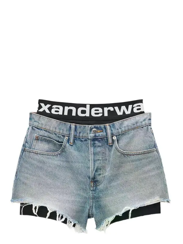 Alexander Wang Layered Logo-waistband Shorts - Blue