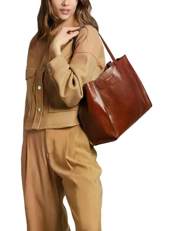 THE BRIDGE Leather Tote Bag - Brown