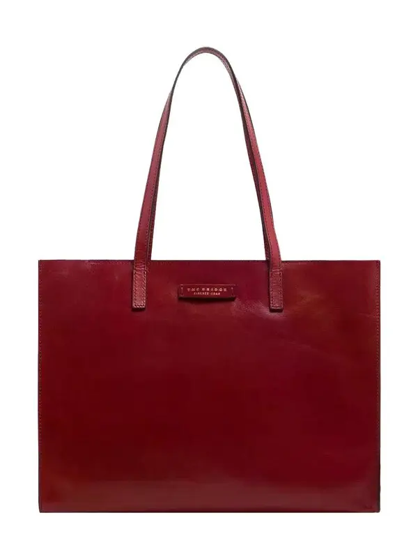 THE BRIDGE Logo-plaque Leather Tote Bag - Red