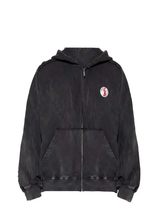 SSSTUFFF Zip-up Hoodie With Graphic Detail - Black