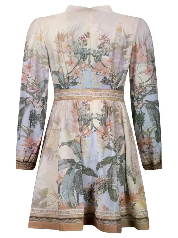 GIOVANNI PARIS Beige Floral Print Button-down Mini Dress - Neutrals