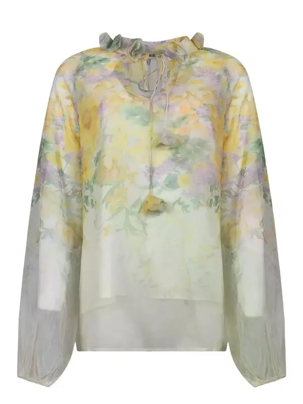 GIOVANNI PARIS Floral Ruffle Blouse - White