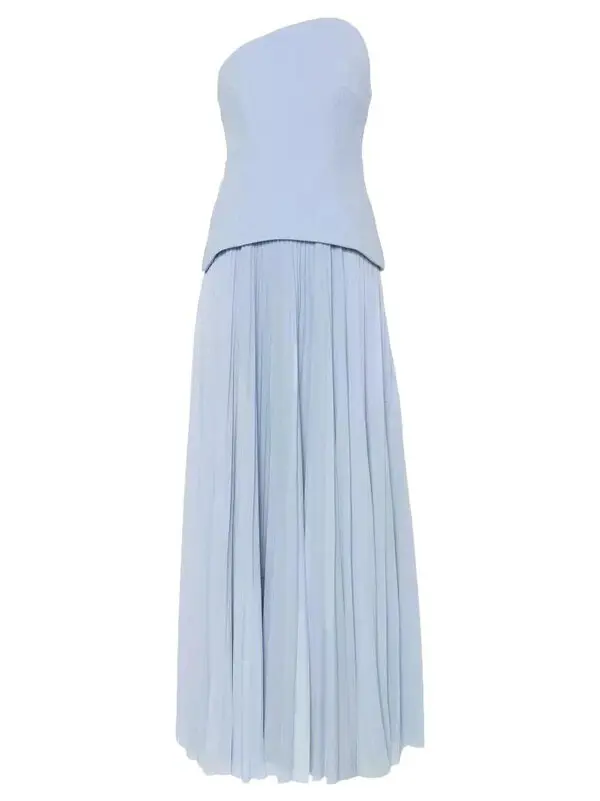 Solace London Strapless Pleated Maxi Dress - Blue