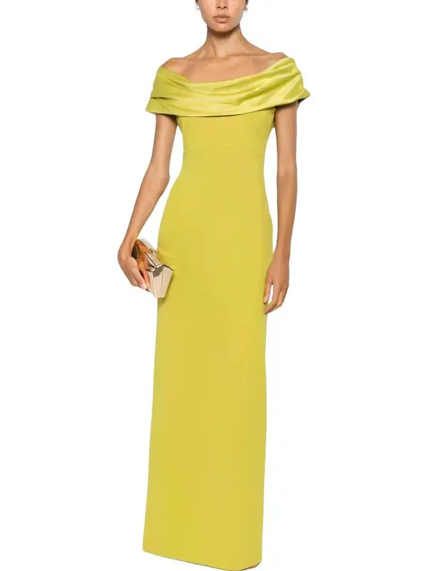Solace London Off-shoulder Draped Maxi Dress - Green