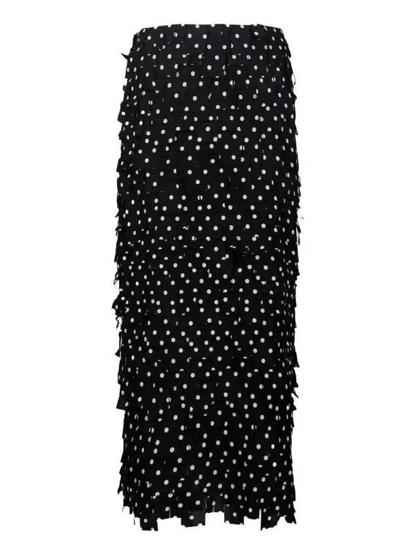 GIOVANNI PARIS Polka-dot Tiered Midi Skirt - Black