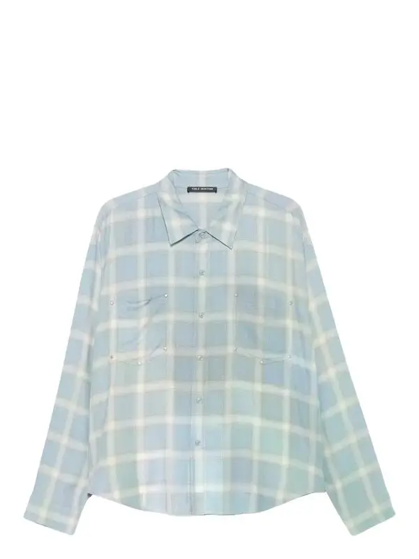 COLE BUXTON Check-pattern Stud-embellished Shirt - Blue