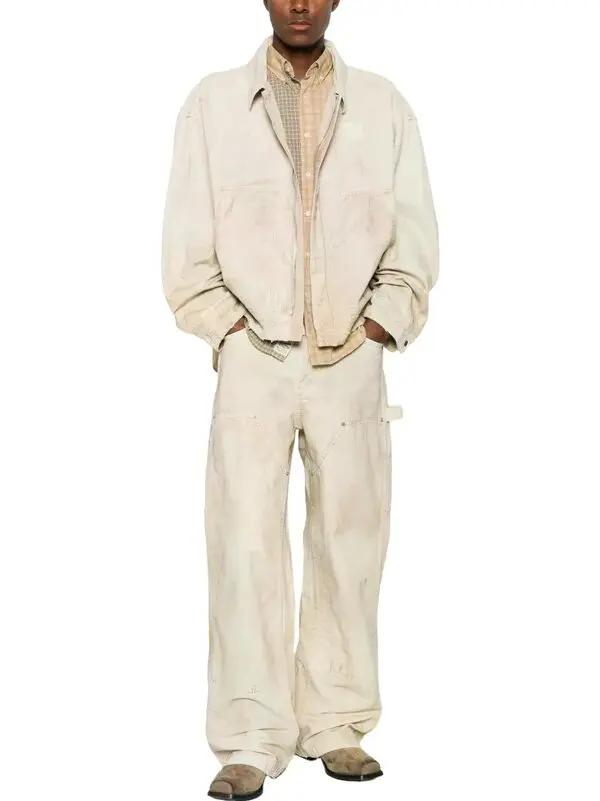 COLE BUXTON Distressed Panelled Zip-up Jacket - Neutrals