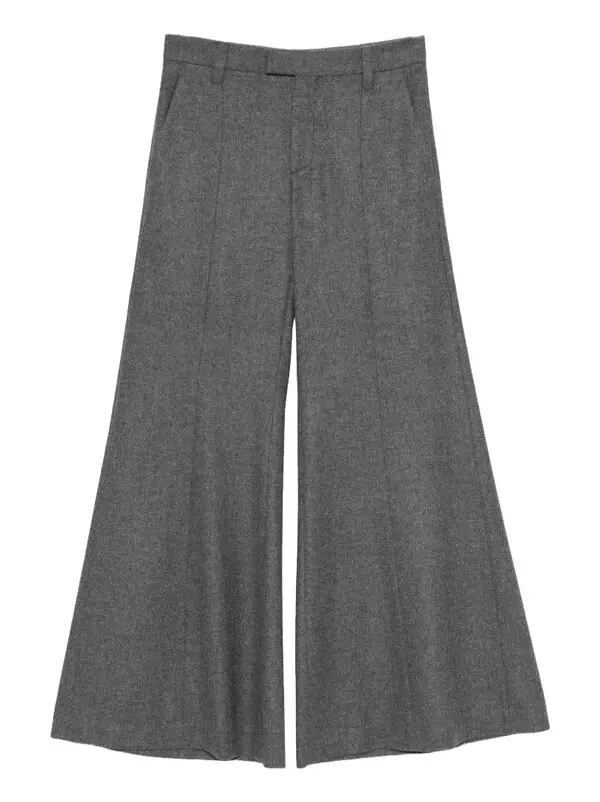 Brunello Cucinelli Pressed-crease Wide-leg Wool Trousers - Grey