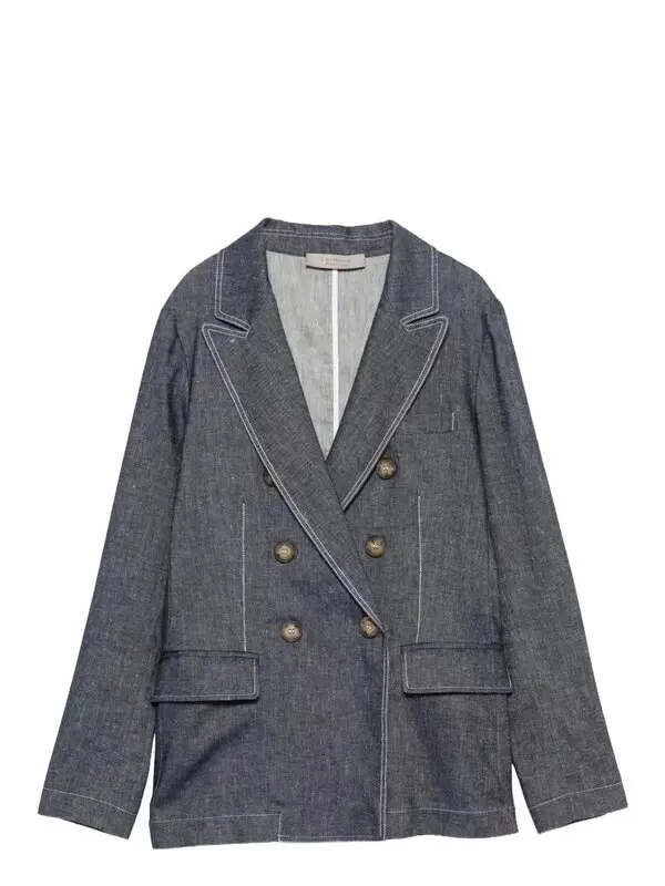 D.exterior Double-breasted Blazer - Blue