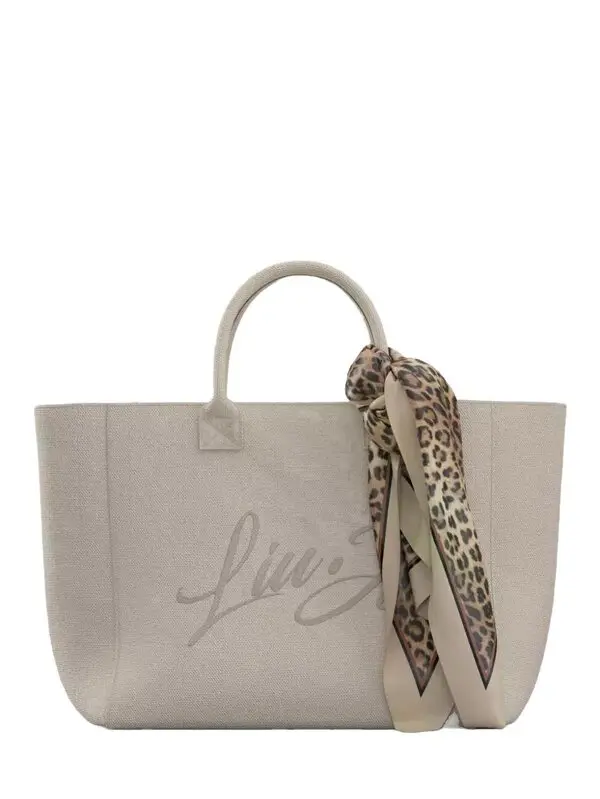 Liu Jo Large Logo-embroidered Tote Bag - Neutrals