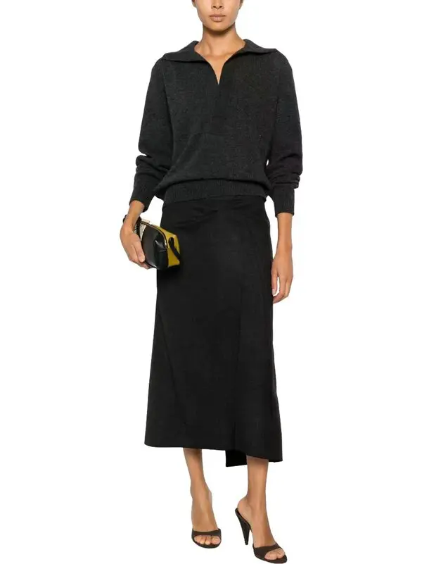Victoria Beckham V-neck Wool Sweater - Grey