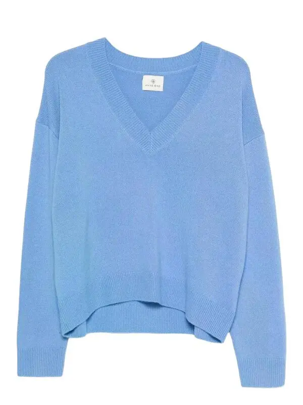 ANINE BING Cashmere V-neck Sweater - Blue