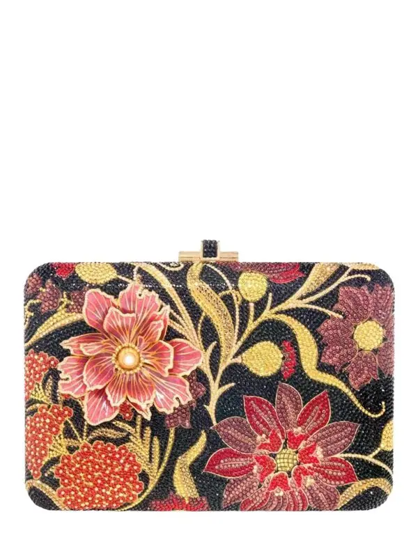 Judith Leiber Crystal Embellished Floral Motif Clutch Bag - Red