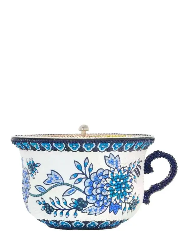 Judith Leiber Crystal Embellished Floral Print Clutch - White