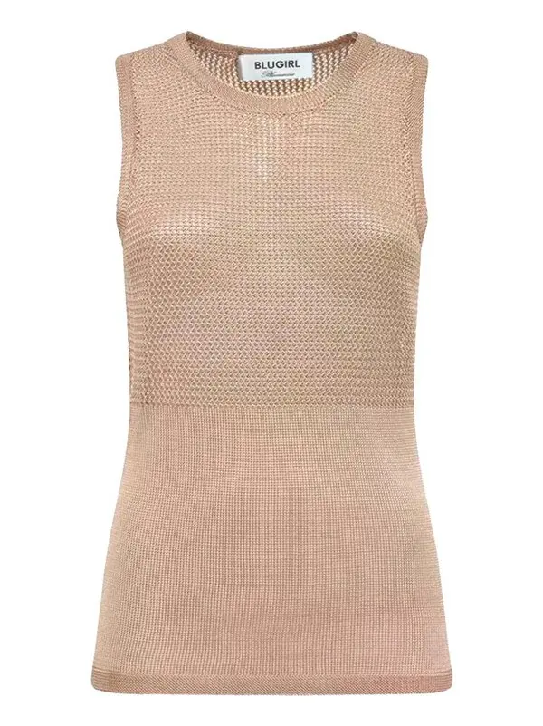 BLUGIRL Perforated Knit Sleeveless Top - Neutrals
