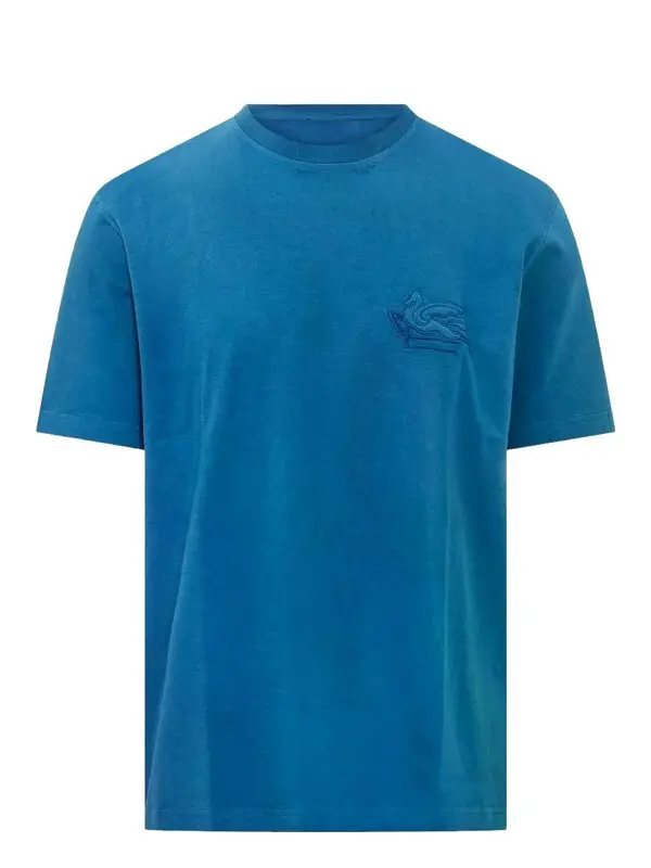 Etro Roma Logo-embroidered T-shirt - Blue