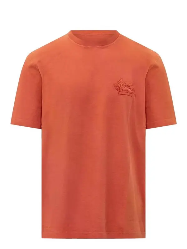 Etro Roma Logo-embroidered T-shirt - Orange