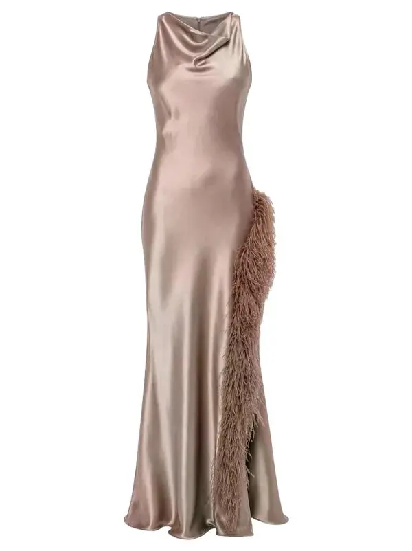 Lapointe Feather-trim Maxi Dress - Pink