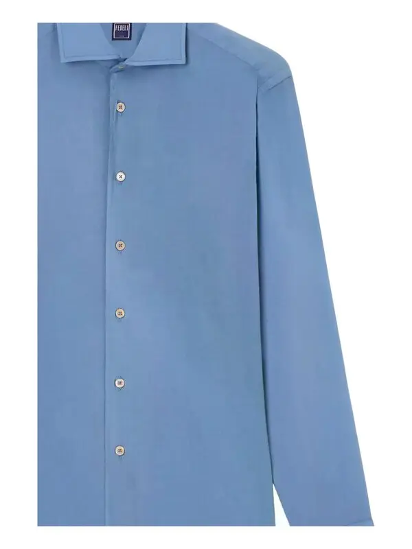 Fedeli Sean Spread-collar Long-sleeve Shirt - Blue