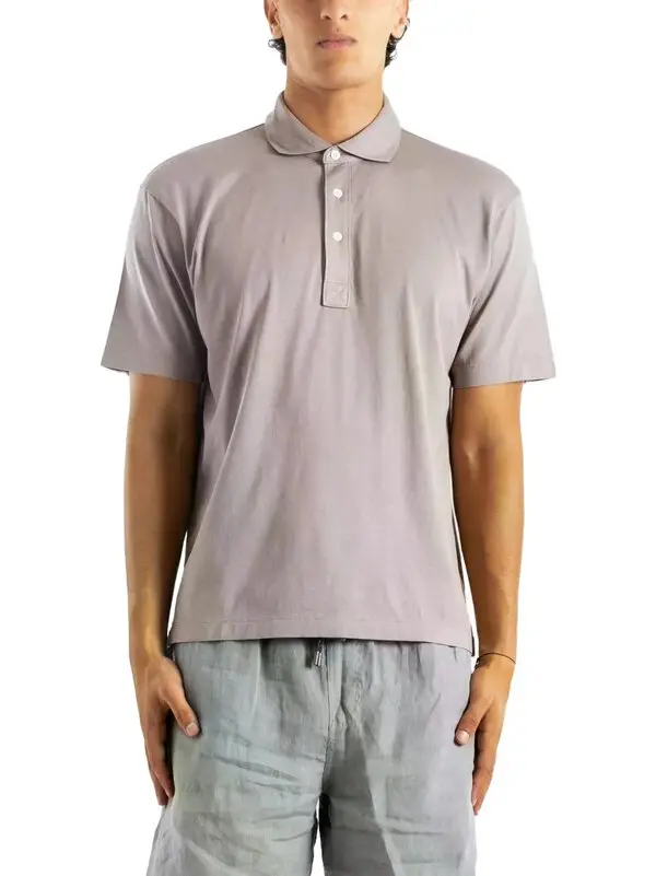 HANDVAERK Short-sleeve Jersey Polo Shirt - Grey