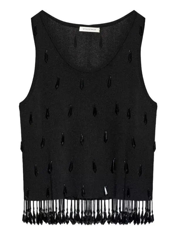 BY MALENE BIRGER Embellished Fringe Top - Black
