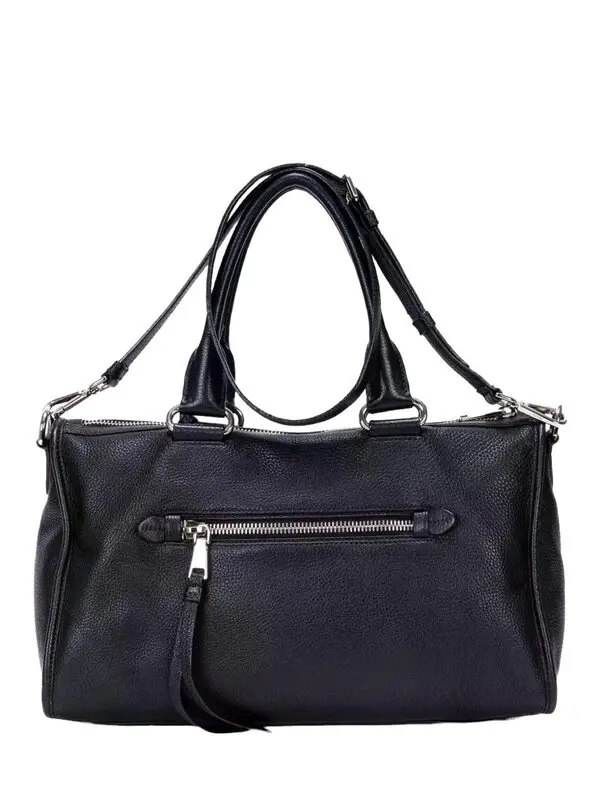 Prada Front Pocket Leather Tote Bag - Black